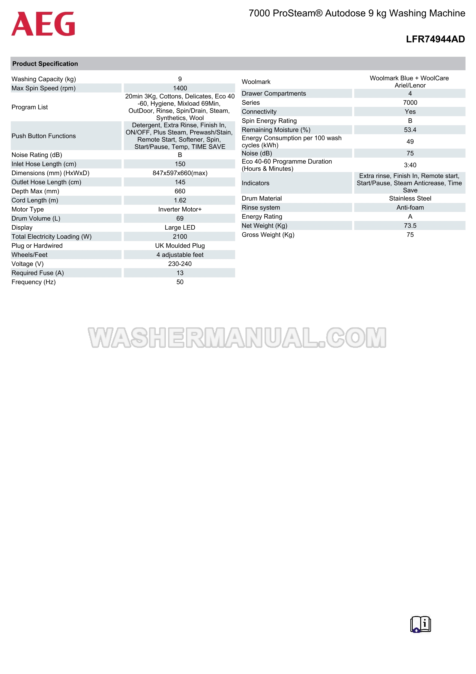 aeg-lfr74944ad-7000-prosteam-washing-machine-specifications-sheet