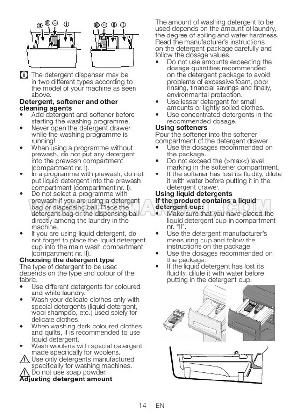 Beko WM74135W Front Load Washing Machine Installation & Operating ...
