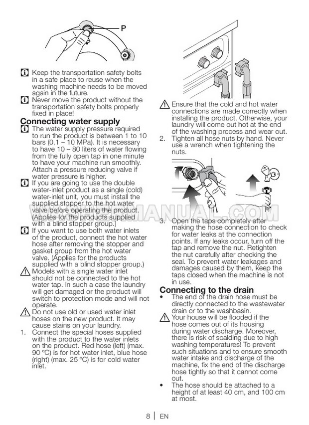 Beko WM74135W Front Load Washing Machine Installation & Operating ...