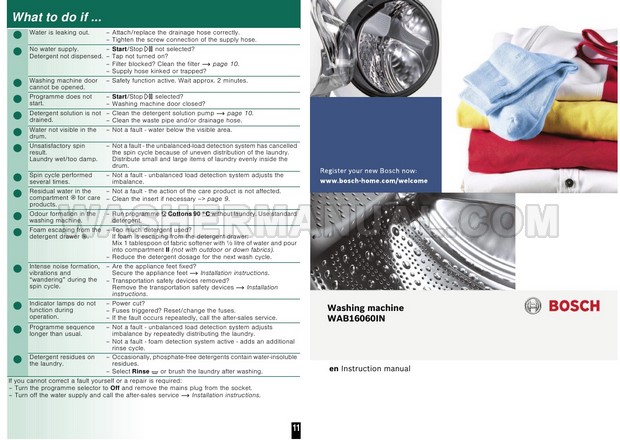 Bosch WAB16060IN Classixx Instruction Manual