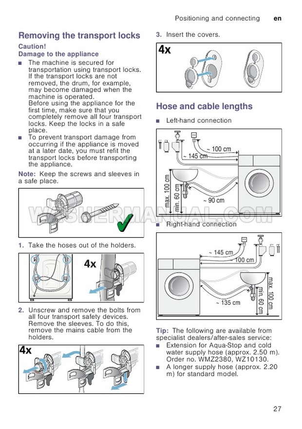 Bosch WAQ283S1GB Front Load Washing Machine Instruction Manual and ...