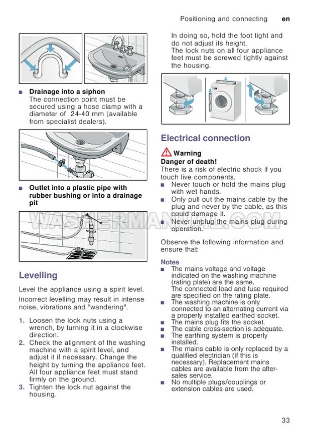 Bosch WAT2848XZA Front Load Washing Machine Instruction Manual and ...