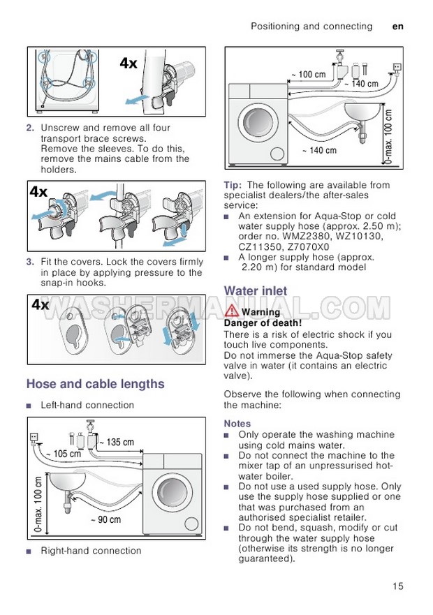 Bosch WAT286H0GB Front Load Washer Instruction Manual and Installation ...