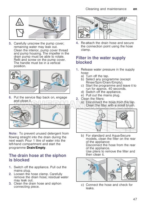 Bosch WAT286H0GB Front Load Washer Instruction Manual and Installation ...