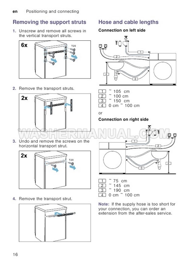 Bosch WDU28560GB Washing Machine Instruction Manual and Installation ...