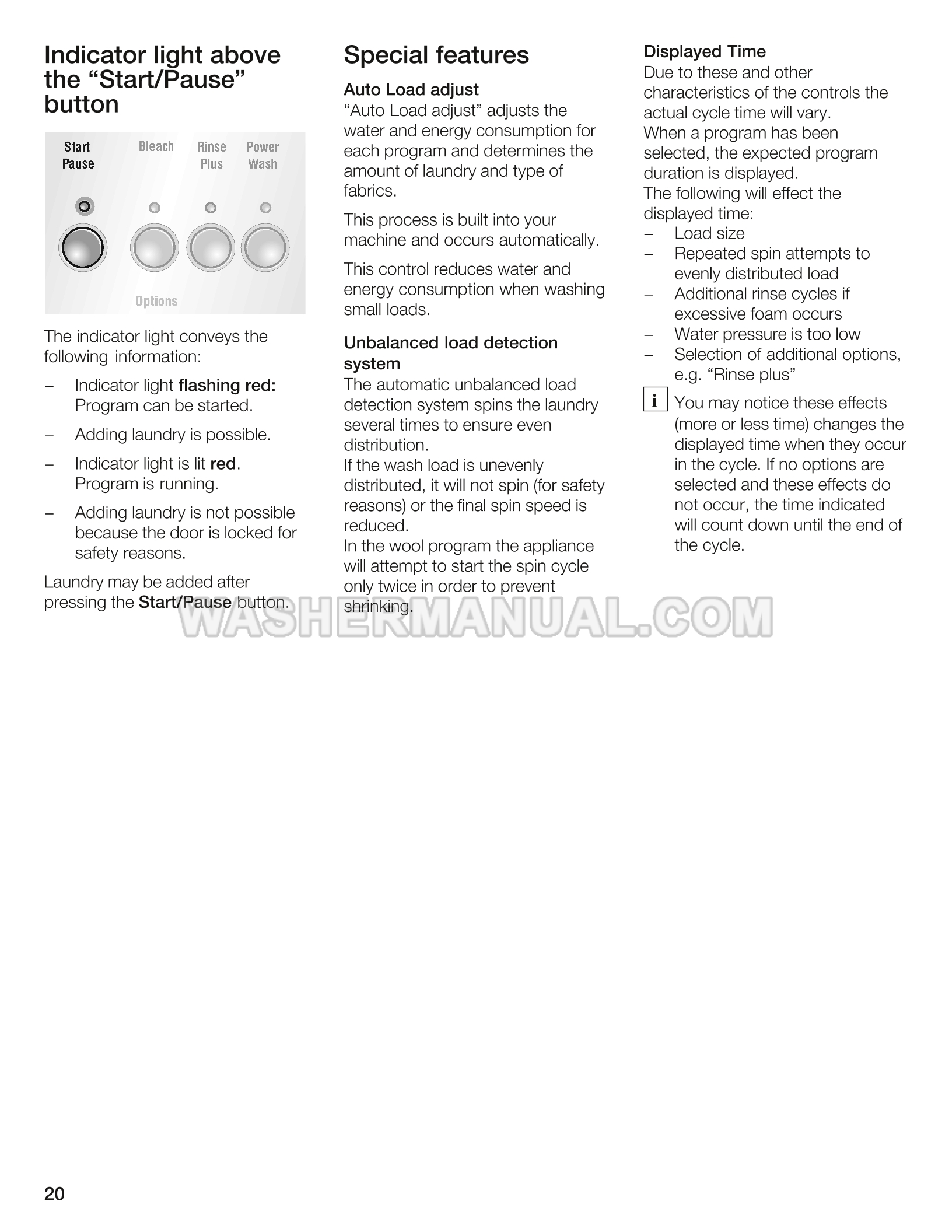 Bosch WFMC3200UC Nexxt Washing Machine Operating, Care and Installation ...