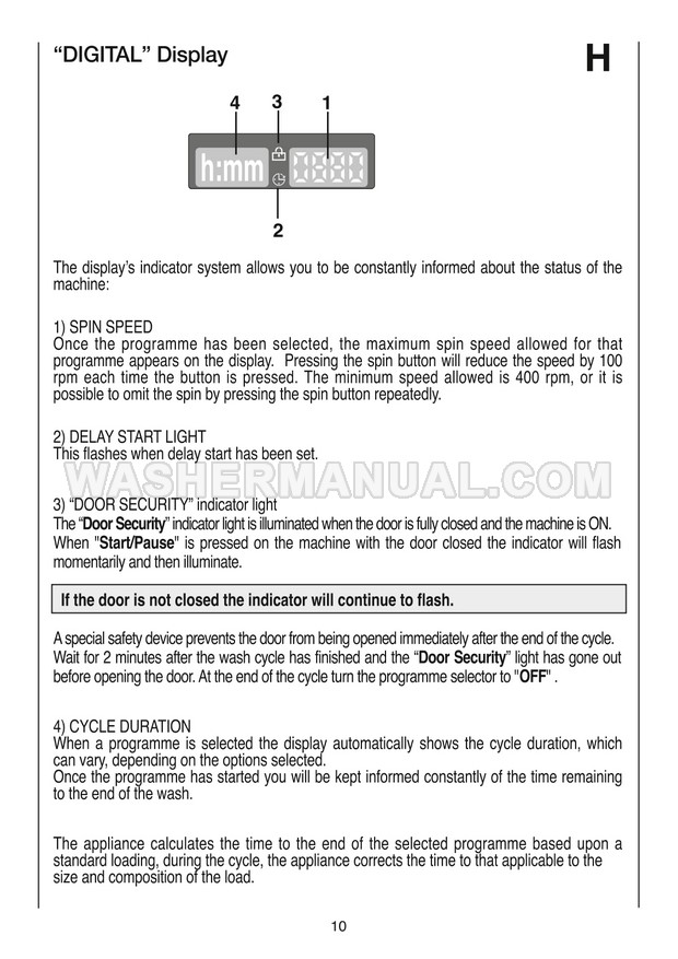 Candy AQUA 2D 1042 Washer Instructions for Use