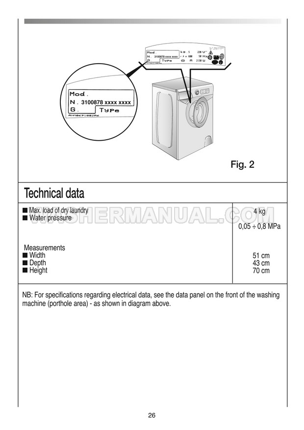 Candy AQUA 2D 1042 Washer Instructions for Use