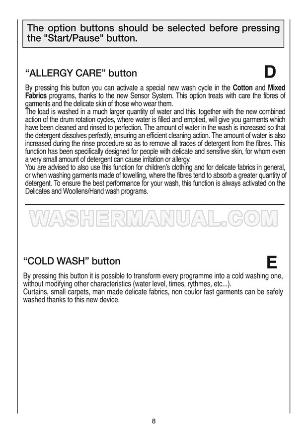 Candy AQUA 2D 1042 Washer Instructions for Use