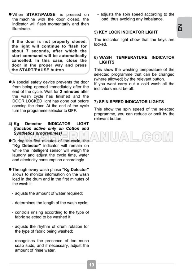 Candy CBW 49D1BBE Front Load Washing Machine User Manual