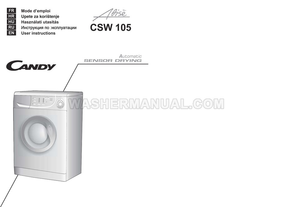 Candy CSW 105 Front Load Washer User Instructions