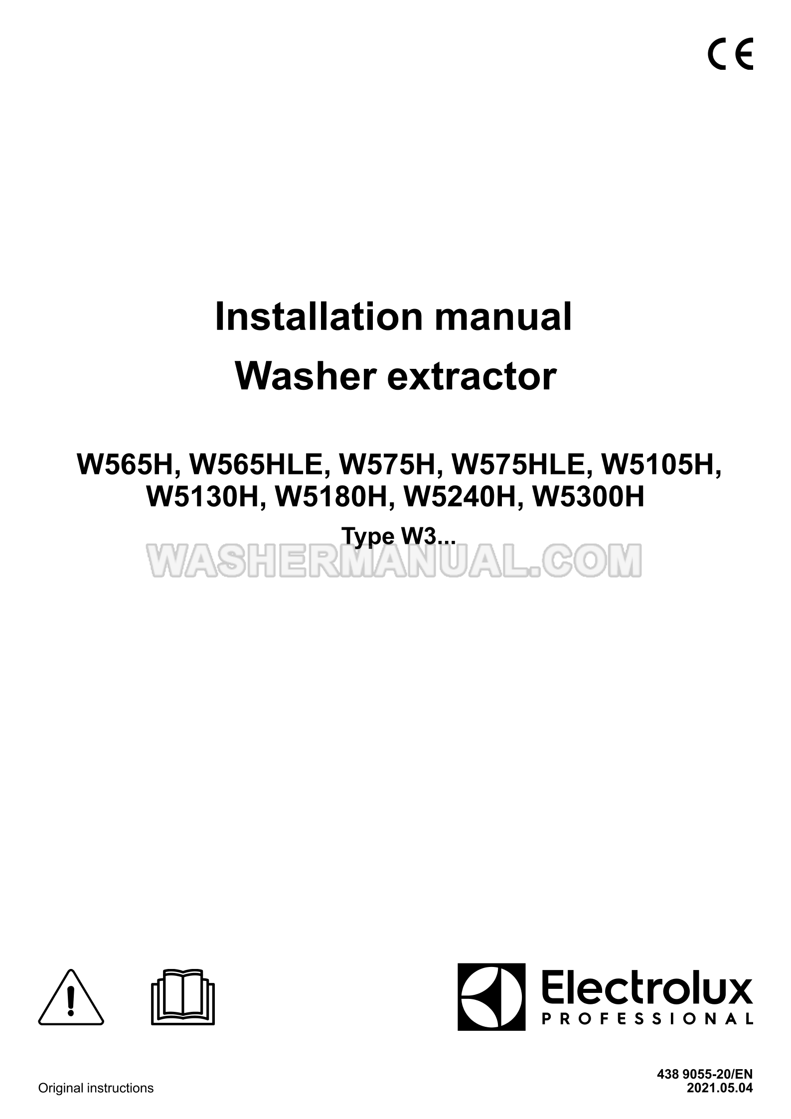 Electrolux W5180H Washer Installation Manual