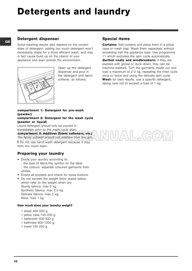 Indesit WIB 111 Front Load Washing Machine Instructions for Use