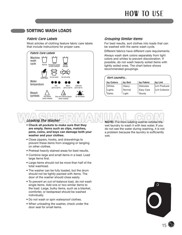 LG WM0642HW Washing Machine User's Guide & Installation Instructions