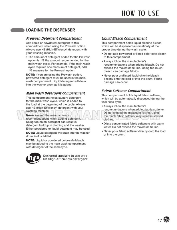 LG WM0642HW Washing Machine User's Guide & Installation Instructions