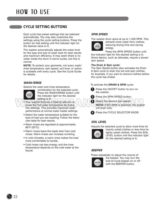 LG WM0642HW Washing Machine User's Guide & Installation Instructions