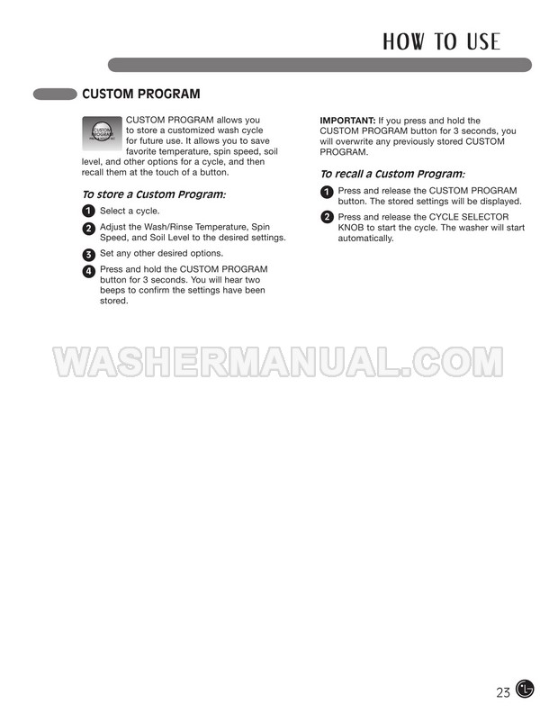 LG WM0642HW Washing Machine User's Guide & Installation Instructions