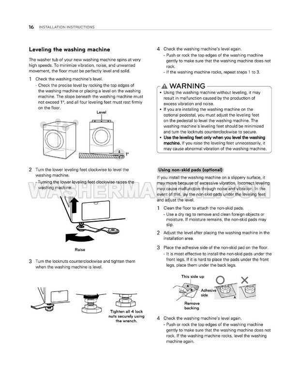 LG WM2250CW Washing Machine Owner's Manual