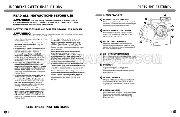 LG WM2487HRMA Front Load Washing Machine User's Guide & Installation ...