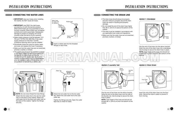 LG WM2487HRMA Front Load Washing Machine User's Guide & Installation ...