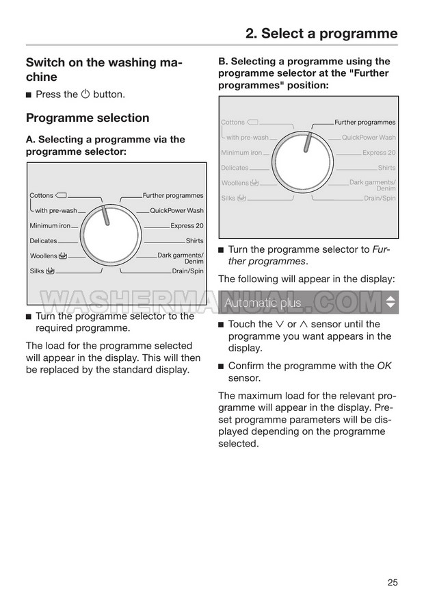 Miele WKH 122 WPS W1 Washing Machine Operating Instructions