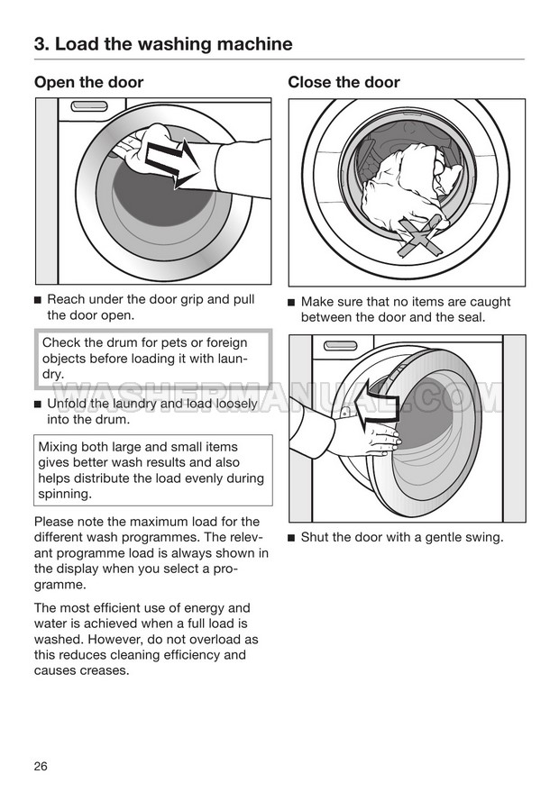 Miele WKH 122 WPS W1 Washing Machine Operating Instructions