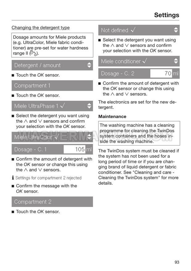 Miele WKH 122 WPS W1 Washing Machine Operating Instructions