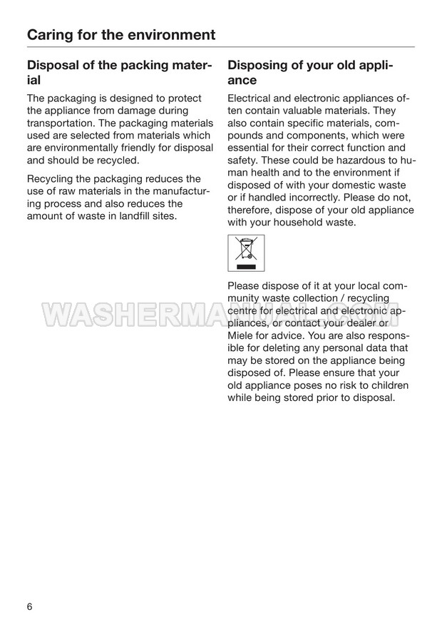 Miele WWI 860 WCS Front Load Washer Operating Instructions