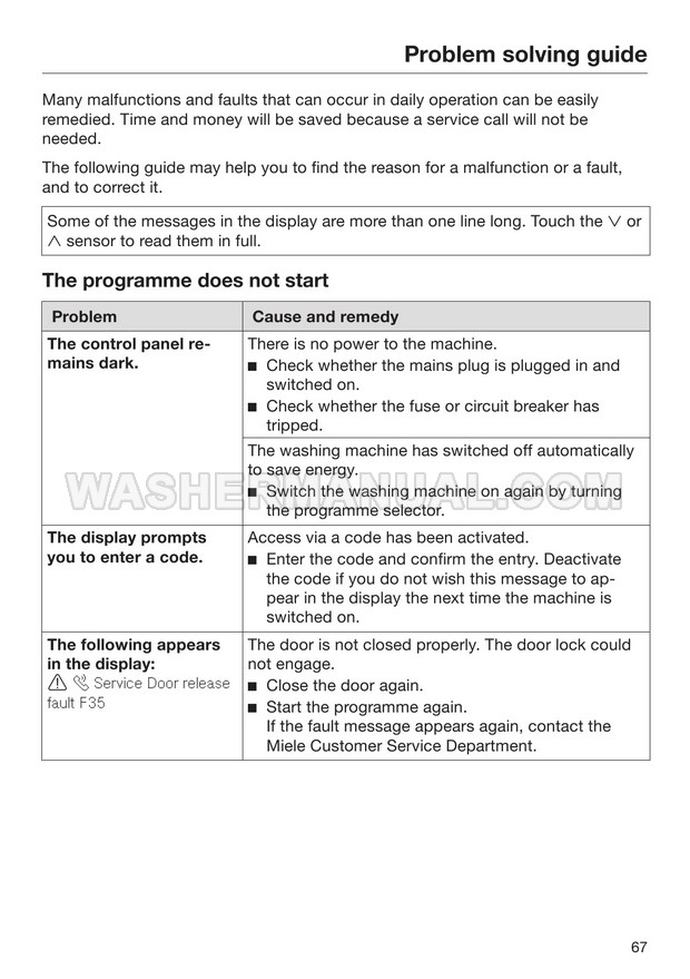 Miele WWI 860 WCS Front Load Washer Operating Instructions